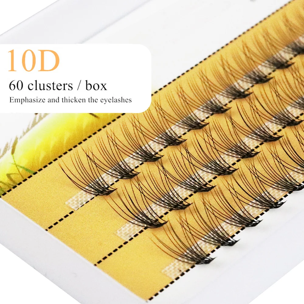 1 Box/60 Bunches 10D Cluster Mink Eyelashes Natural Thick 3D Russian ...
