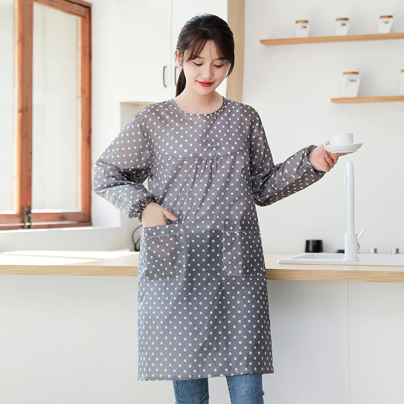 Long-Sleeved-Aprons-For-Women-s-Household-Work-Clothes-Waterproof ...