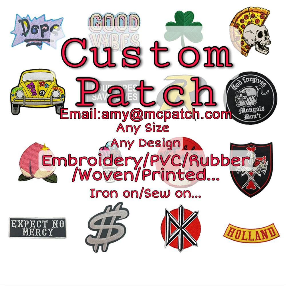10PCS Custom Embroidery Patches Your Own Design Customized Logo Iron on Brand Name Military ...