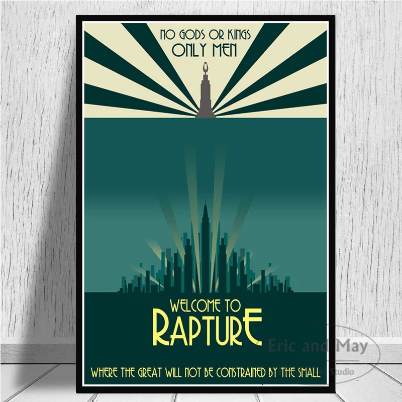 Bioshock Rapture 비디오 게임 포스터 및 인쇄물, 캔버스 페인팅, 벽 그림, 거실 빈티지 아트, 장식 홈 장식 ...