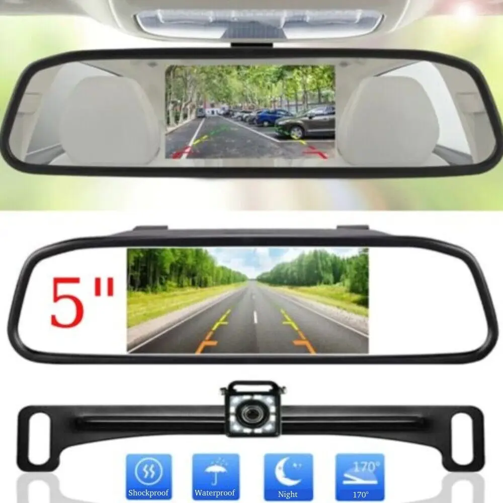 Car-5-LCD-Mirror-Monitor-12led-Backup-Camera-Rear-View-Parking-Reverse ...