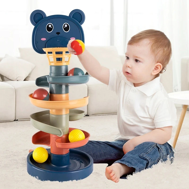 Montessori Baby Rolling Ball Tower Toy, Jogos Educativos para Bebês ...