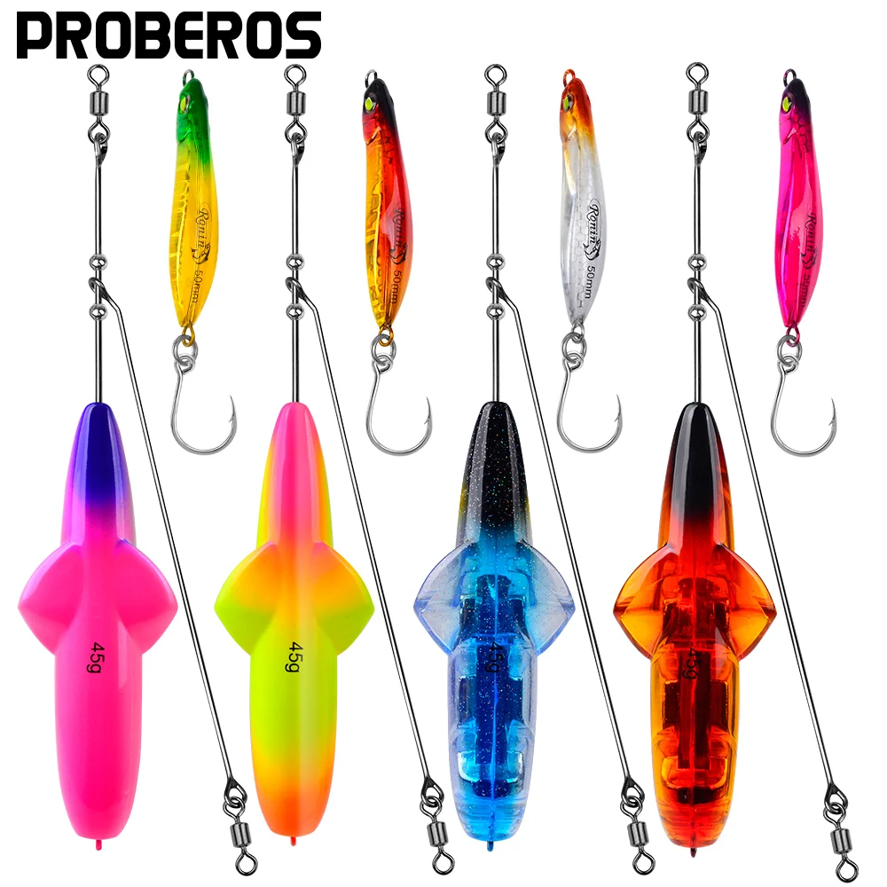 Proberos 35/45G Topwater Fishing Lure Popper Artificial Pencil Hard ...