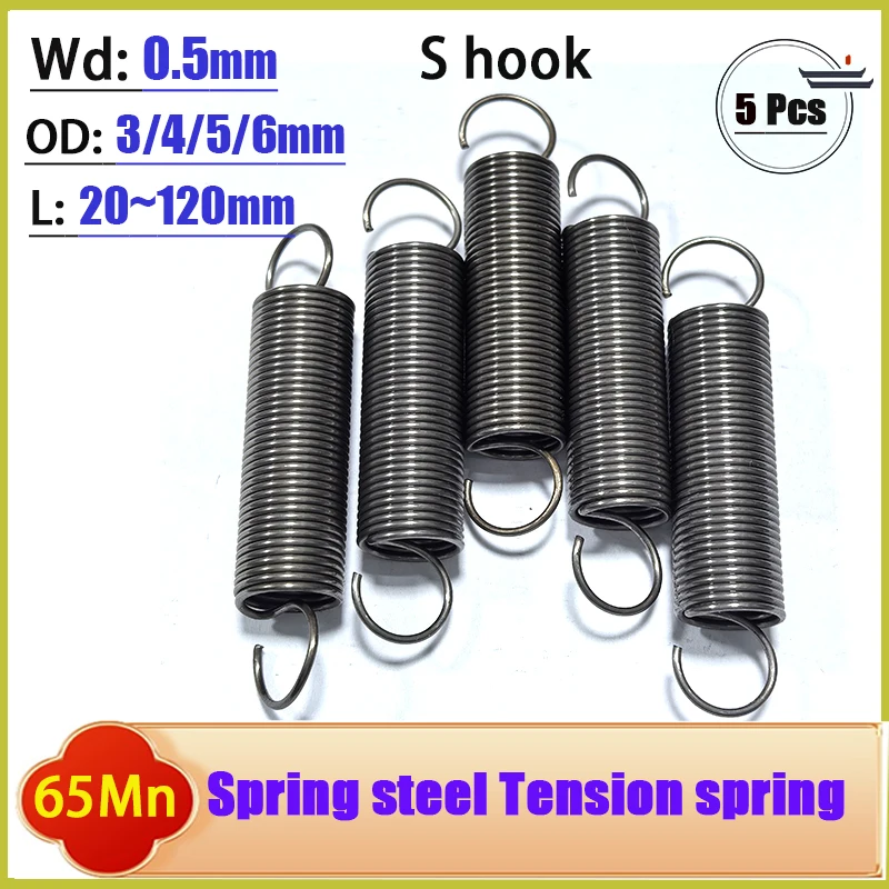 Wire Diameter 0.5mm Open Hook Tension Spring Pullback Spring Coil ...
