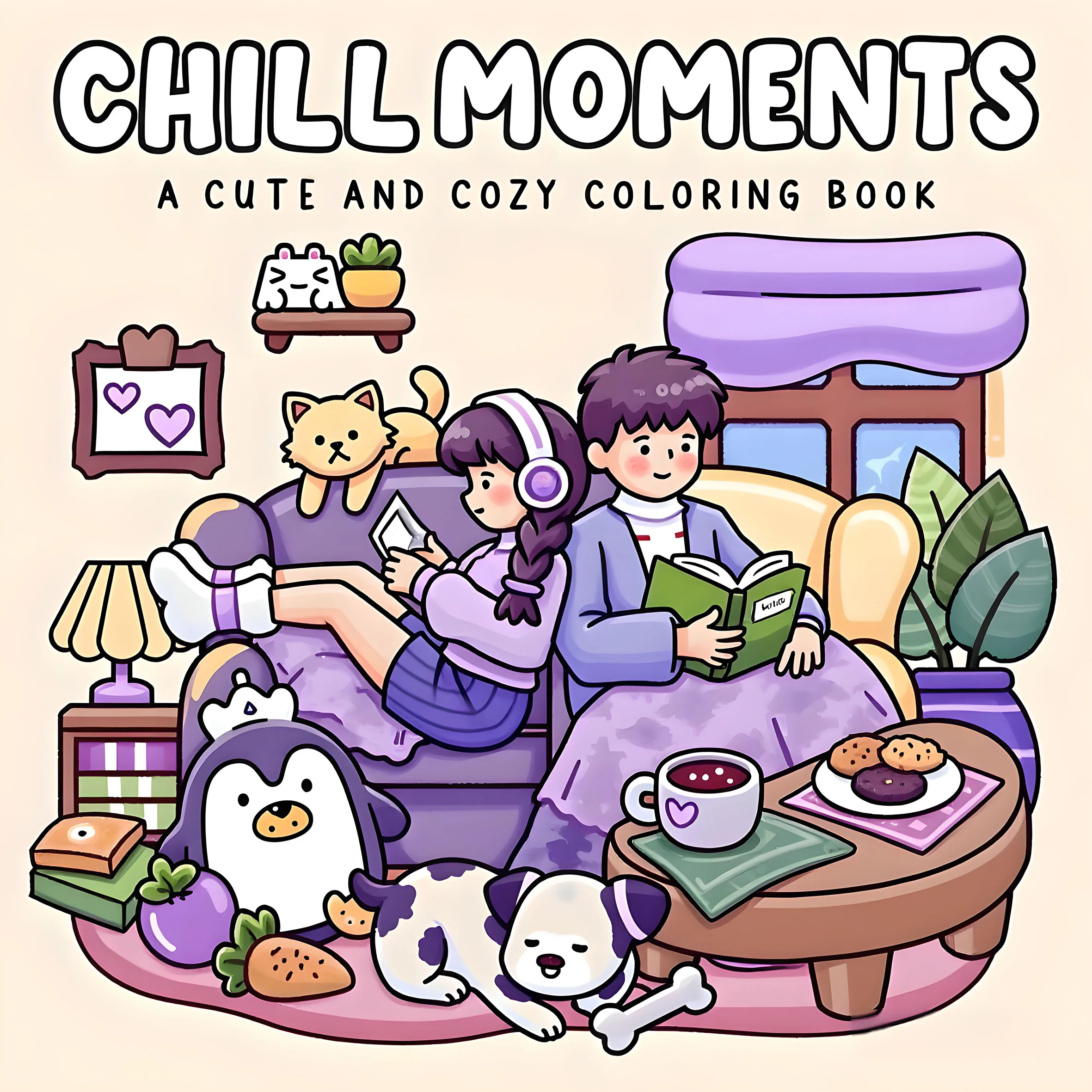 CHILL MOMENTS: Coloring Book for Adults Featuring Cute Cozy Daily ...