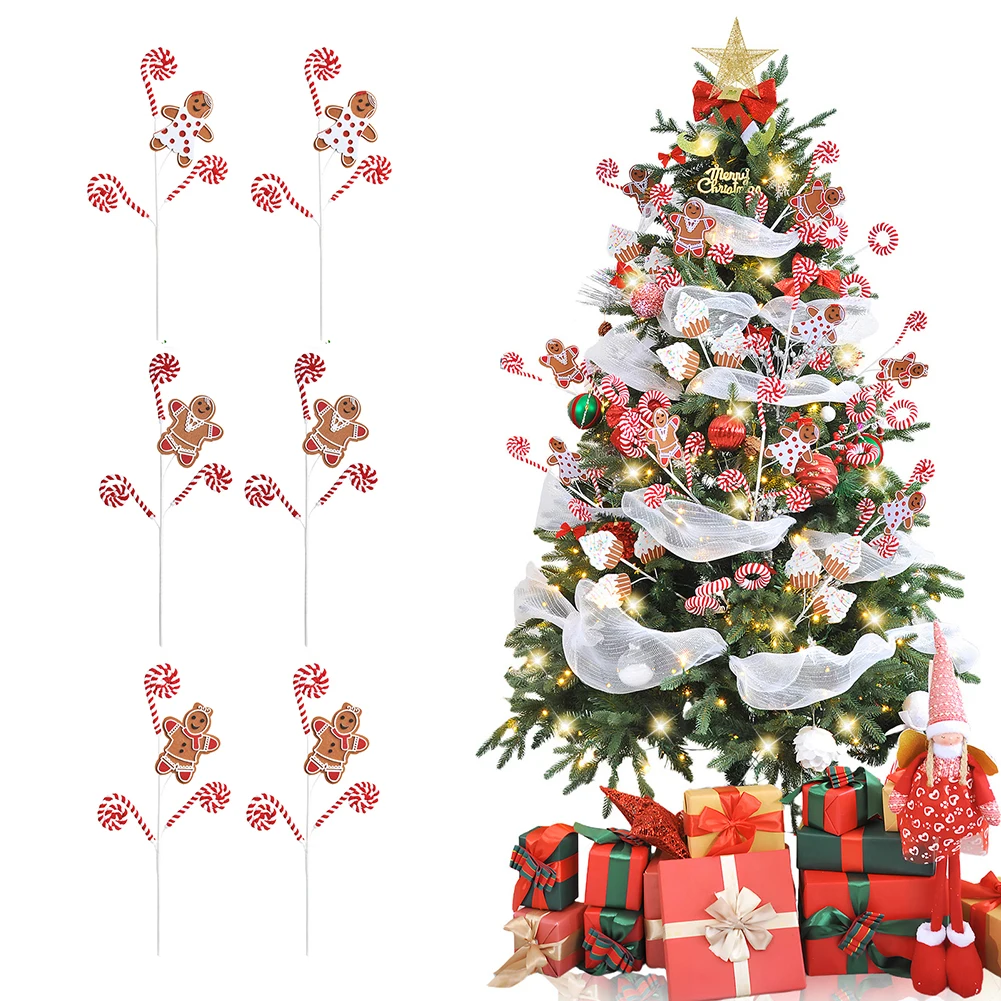 6pcs Festive Set Of 6 Christmas Candy Picks Cookie & Candy Designs ...