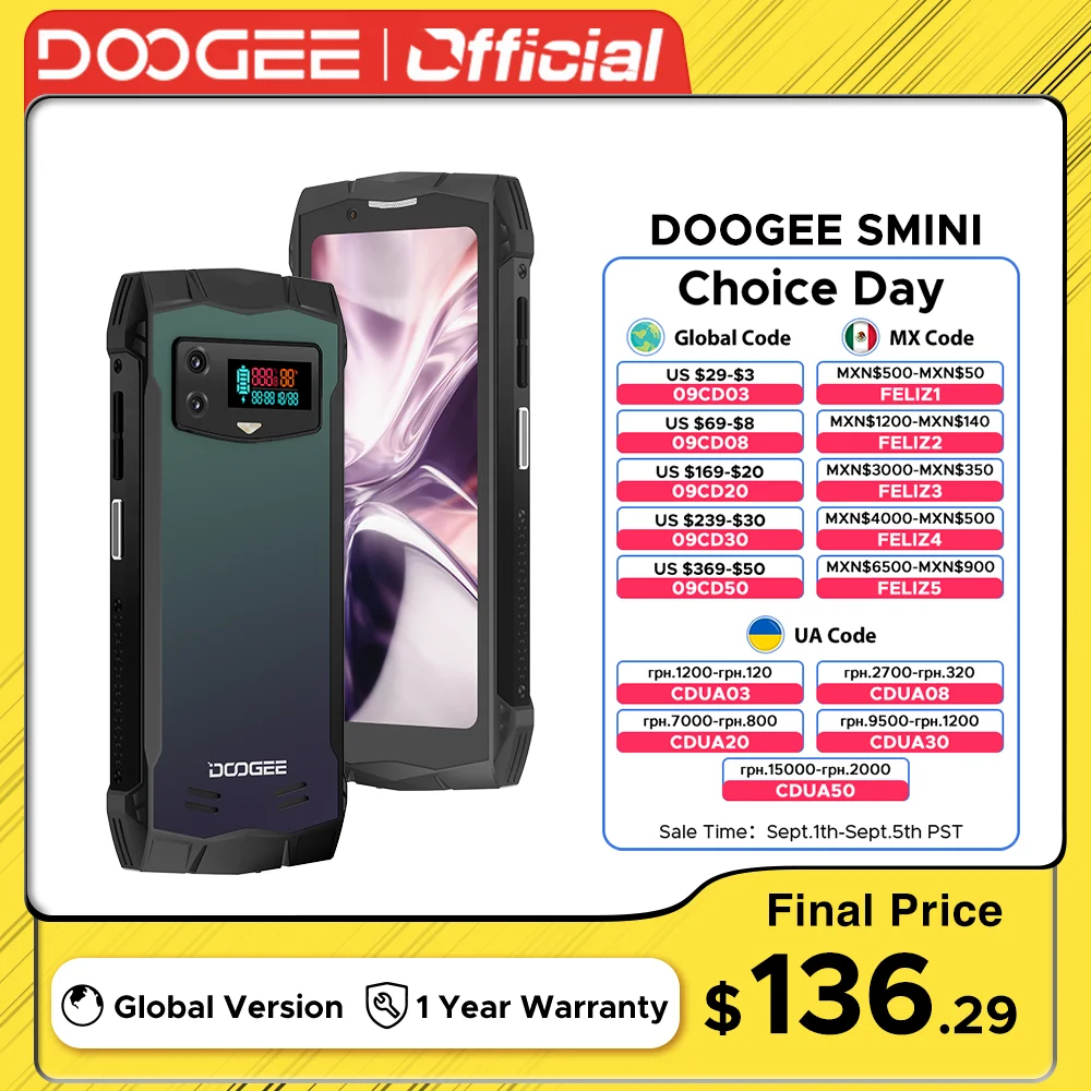 DOOGEE-tel-fono-inteligente-Smini-resistente-smartphone-con-pantalla ...