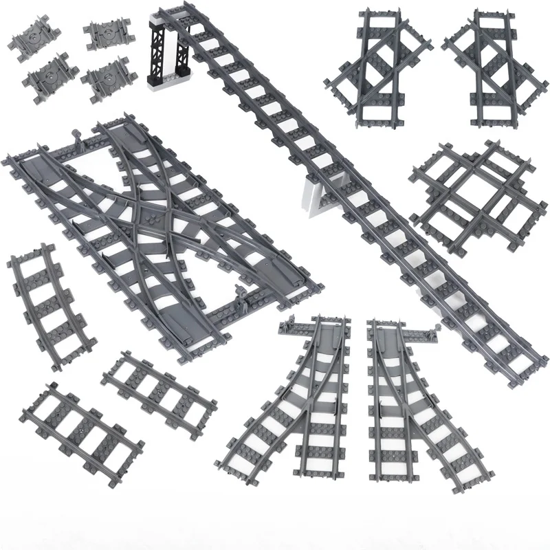 City-Trains-DIY-Building-Blocks-Straight-Curved-Rail-Bricks-Parts ...