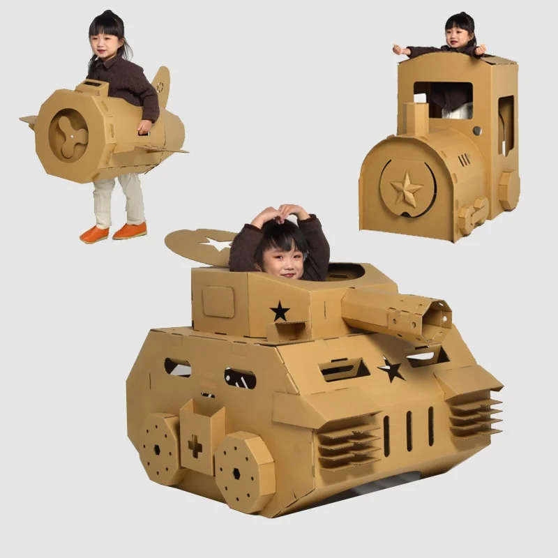 Children-s-Wearable-Paper-Large-Aircraft-Cardboard-Tank-Military-Model ...