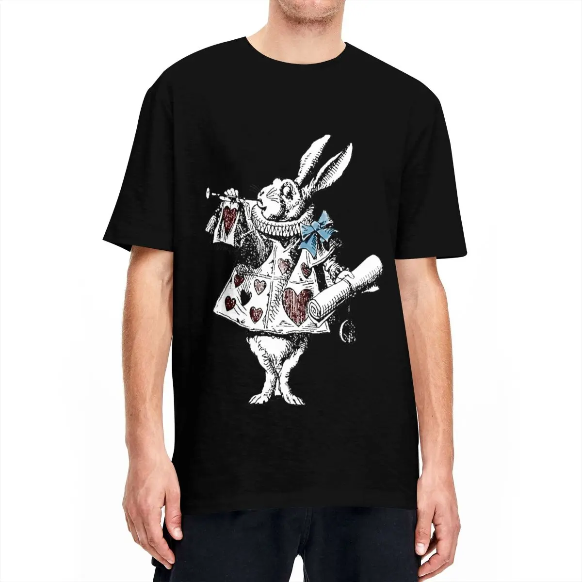 Men-Women-Alice-In-Wonderland-White-Rabbit-T-Shirt-100-Cotton-Clothes ...