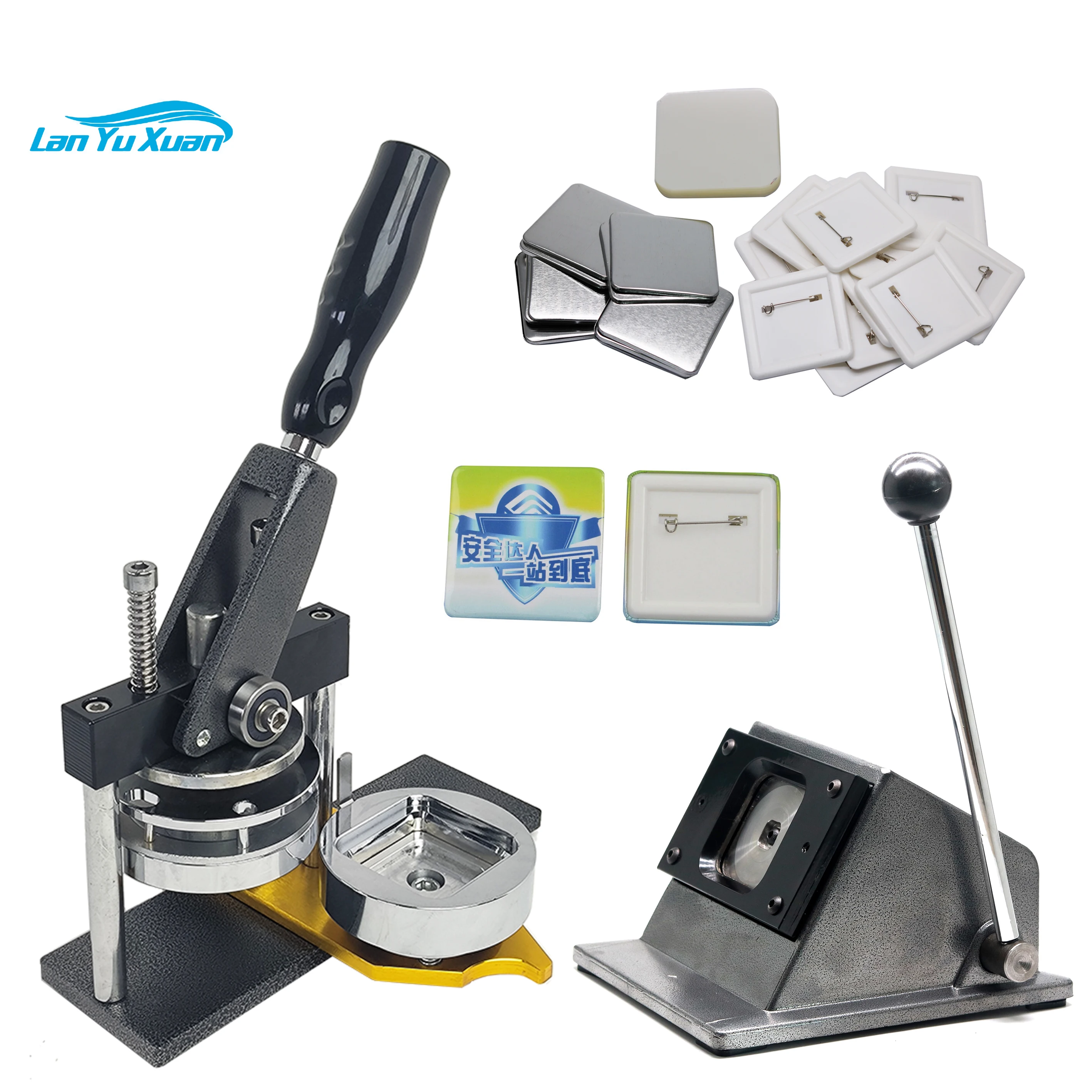 55-55mm-Square-Shape-Button-maker-Kit-machine-cutter-100-sets-pin-badge ...