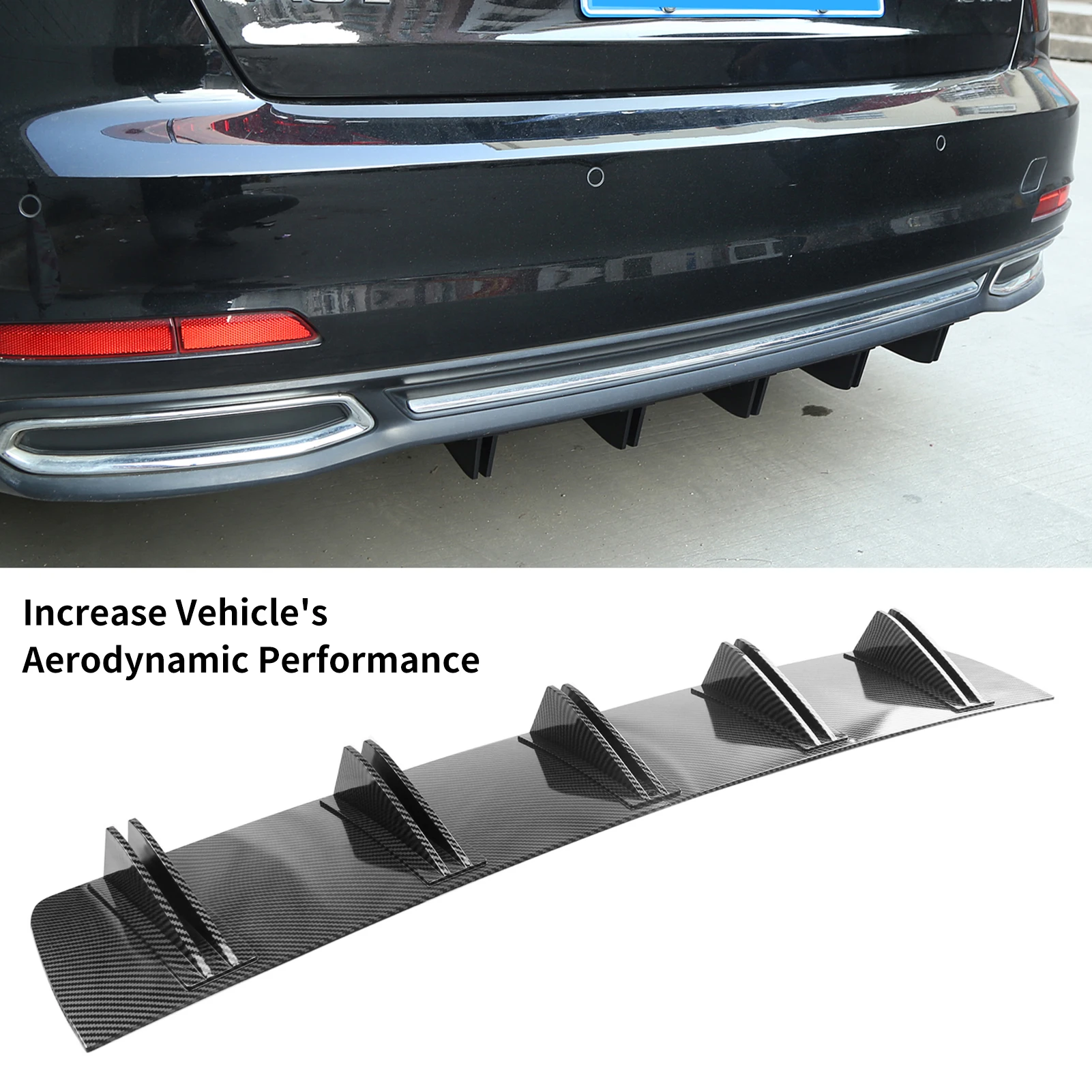 Rear-Bumper-Lip-Diffuser-5-Fin-Universal-Car-Rear-Bumper-Chassis-Carbon ...