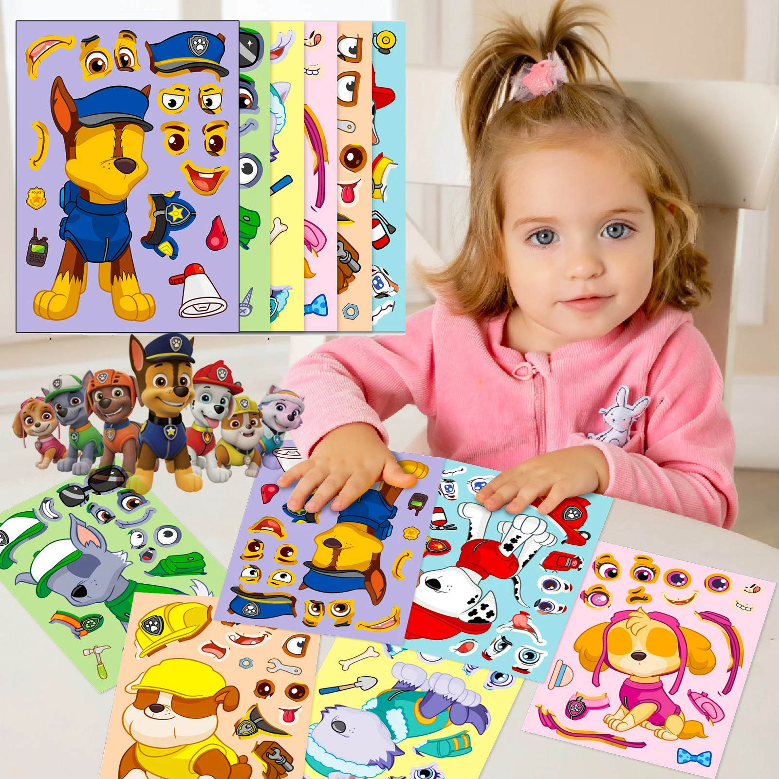 Autocollants-PAW-Patrol-pour-enfants-puzzle-Chase-Skye-jouet-amusant ...