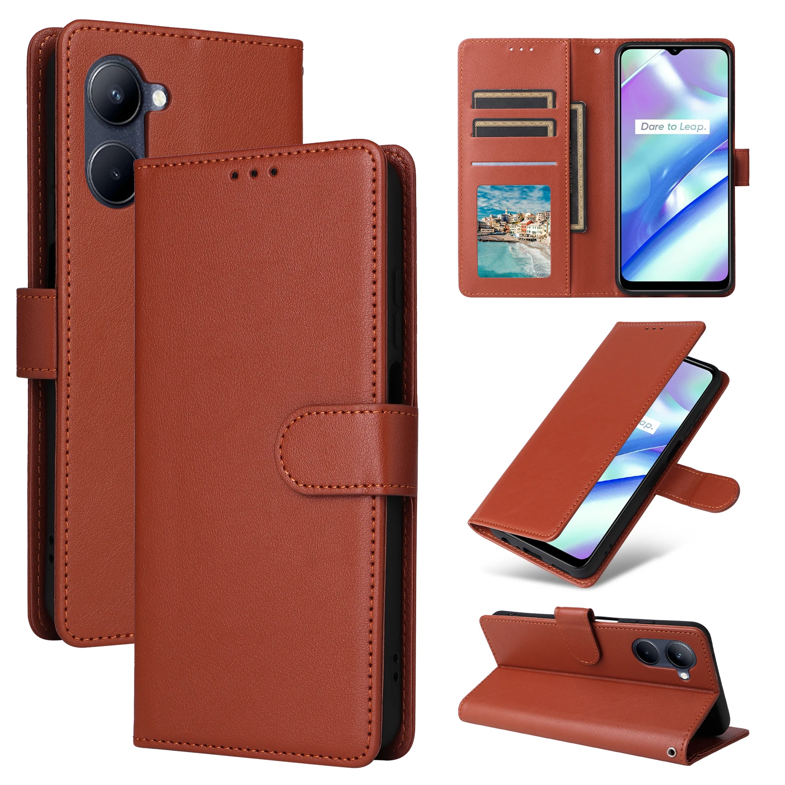 Leather Case for OPPO Realme Note Reno A3 A40 A60 60 C61 C63 C33 C69 ...