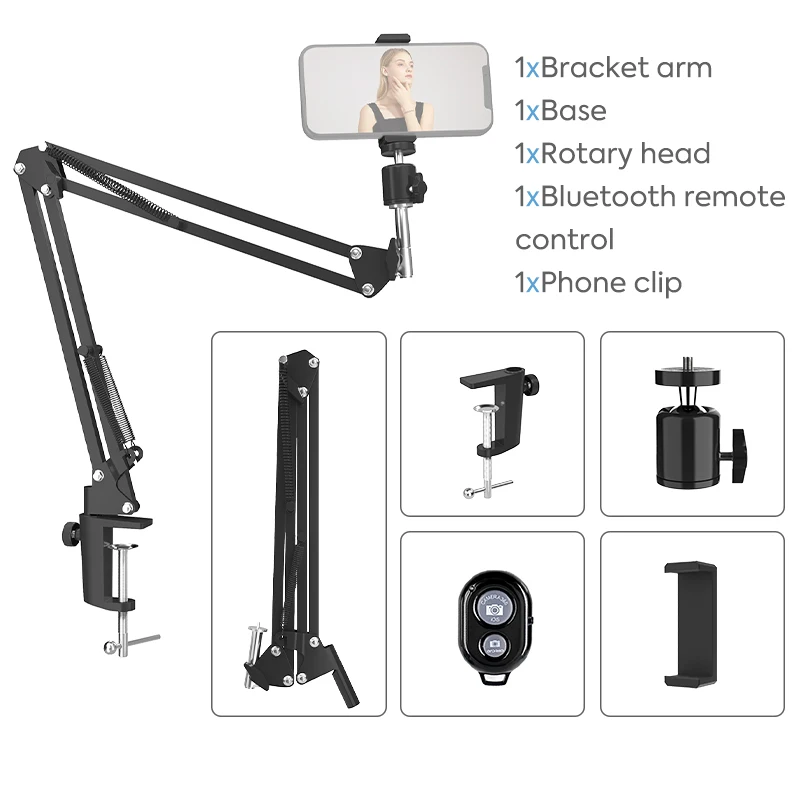 Desk Mobile Phone Holder Universal Boom Arm Overhead Shooting Stand ...