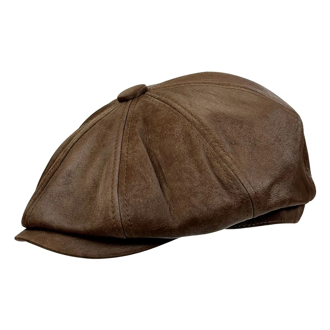Vintage Leather Beret, Solid Color Newsboy Cap, British Style Painter's ...