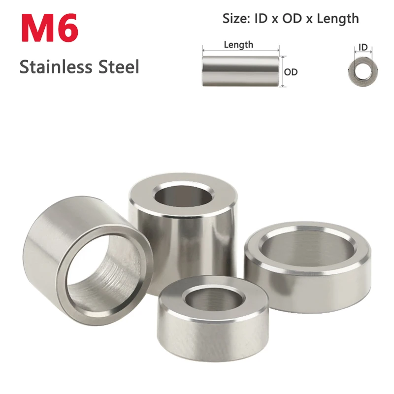 5-10pcs M6 Stainless Steel Unthreaded Bushing Washer Round Hollow ...