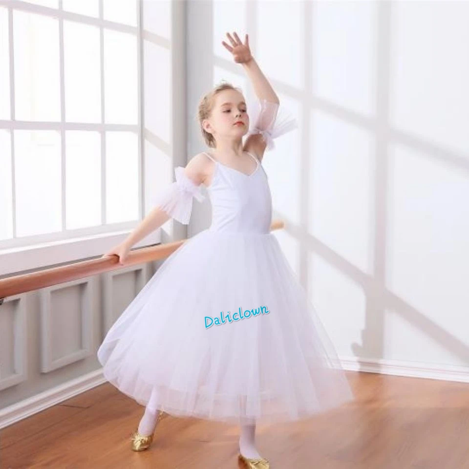 New-Professional-Ballet-Tutu-Long-Tulle-Dress-Girls-White-Swan-Ballet ...