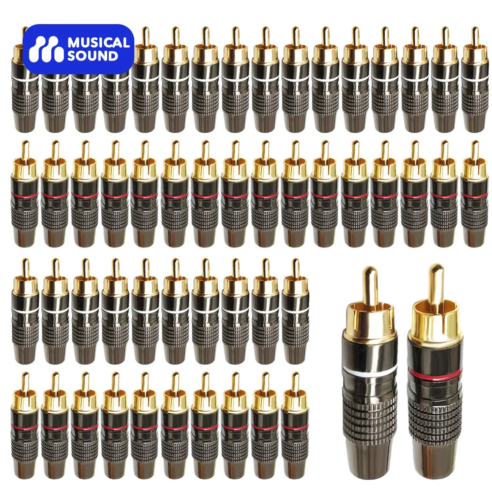 Musical-Sound-Male-RCA-Plug-Adapter-Audio-Phono-Gold-Plated-Solder-RCA ...