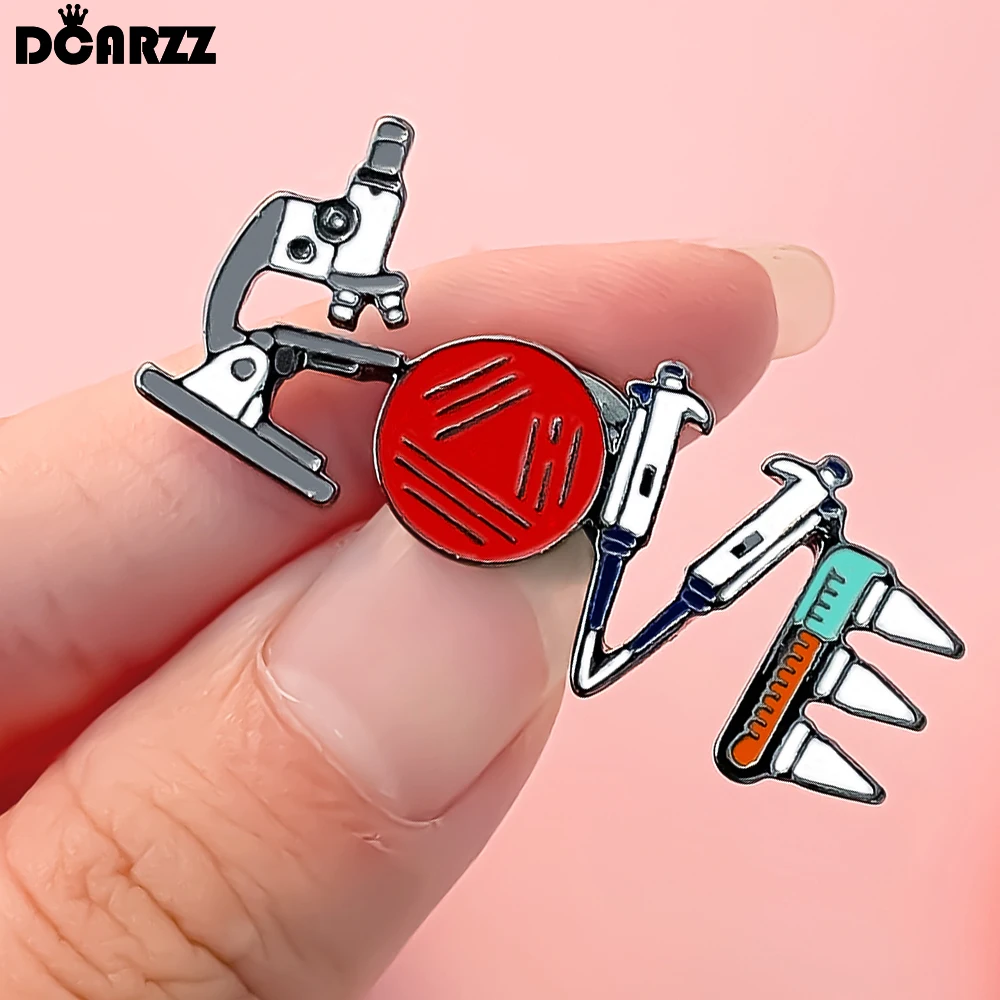 DCARZZ Lab Lover Science Enamel Pin Microscope Test Tube Brooch ...