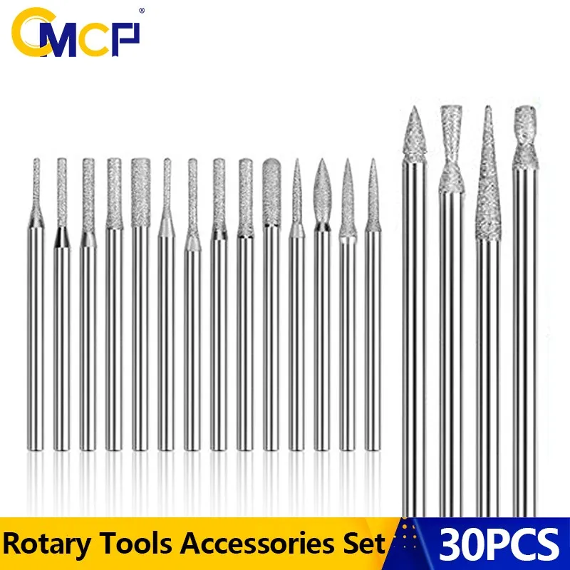 CMCP-Diamond-Grinding-Burr-Needle-30PCS-3-0mm-Shank-Point-Engraving ...