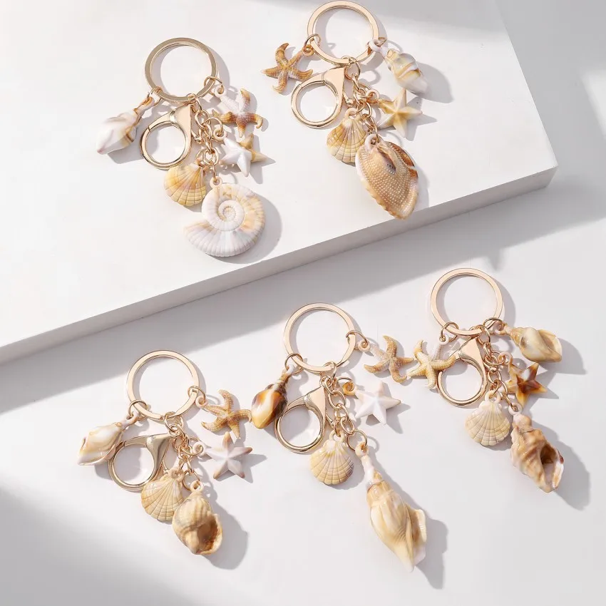 Sea-Shell-Charm-Keychain-Simulation-Conch-Starfish-Pendant-Travel ...