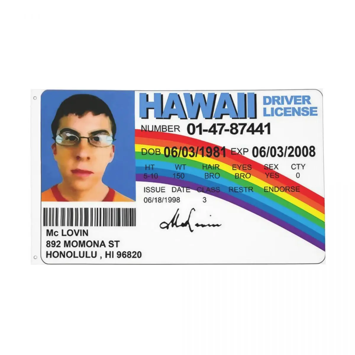McLovin Flag Fake ID Driver License Flag Indoor Outdoor Banner ...