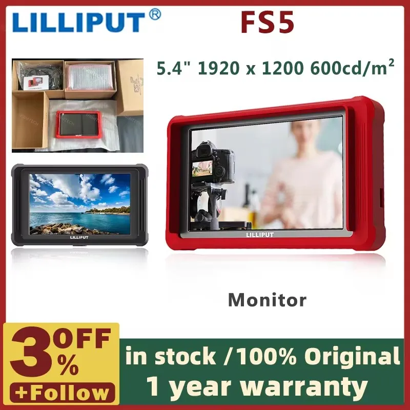 LILLIPUT FS5 5.4 Inch Monitor on Camera DSLR Field FHD HDR 3G-SDI 4K ...