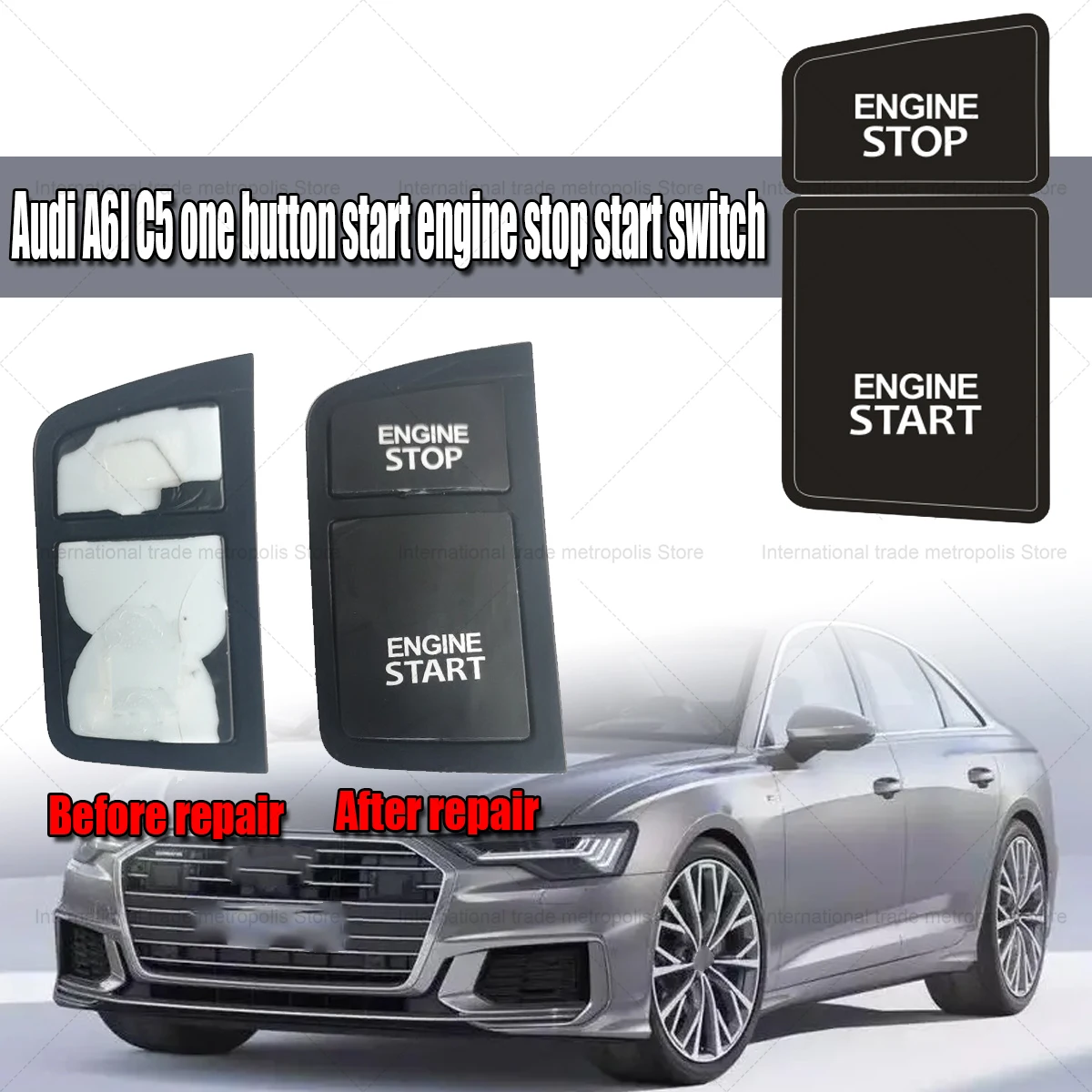 Para Audi A6L C5 interruptor de arranque de parada de motor botón de ...