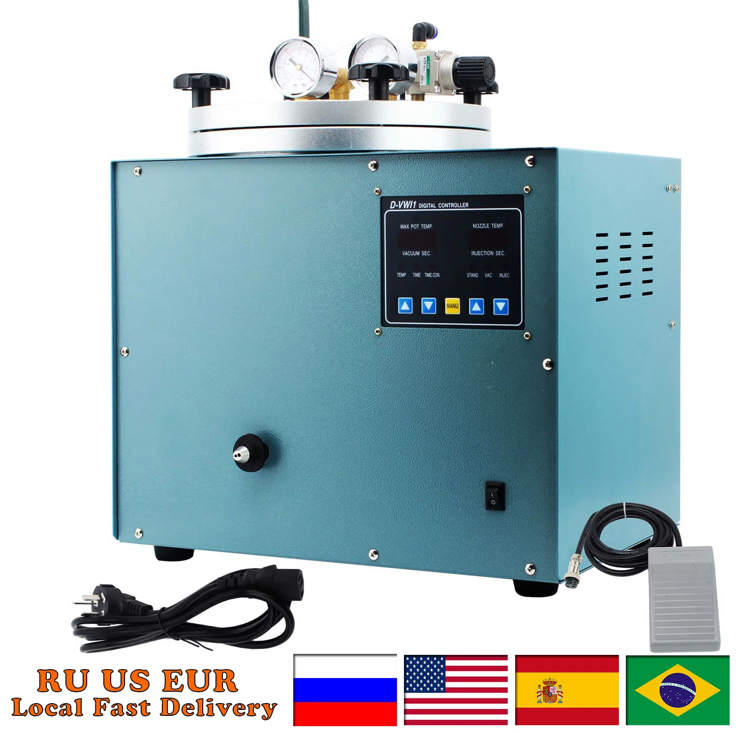 Digital Vacuum Casting Machine 3Kg Capacity Wax Injector Jewelry Waxing ...