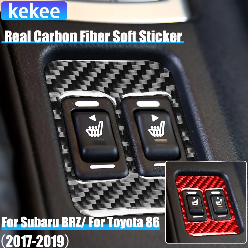 Real Carbon Fiber Car Accessories Seat Heating Switch Panel Cover Soft ...