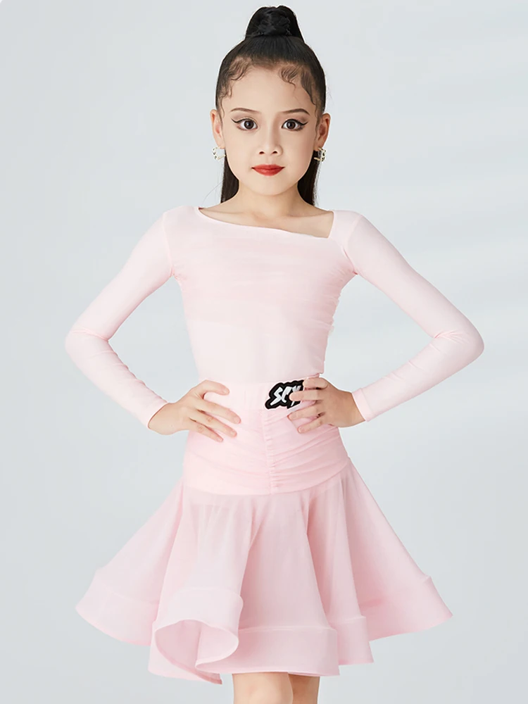 Pink-Latin-Dance-Dress-For-Girls-Performance-Costume-Rumba-Samba ...