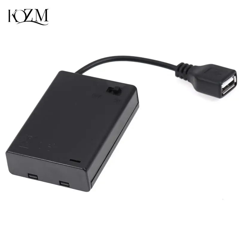 DC4.5V Portable Mini AA Battery Holder Storage Box Case USB Power ...
