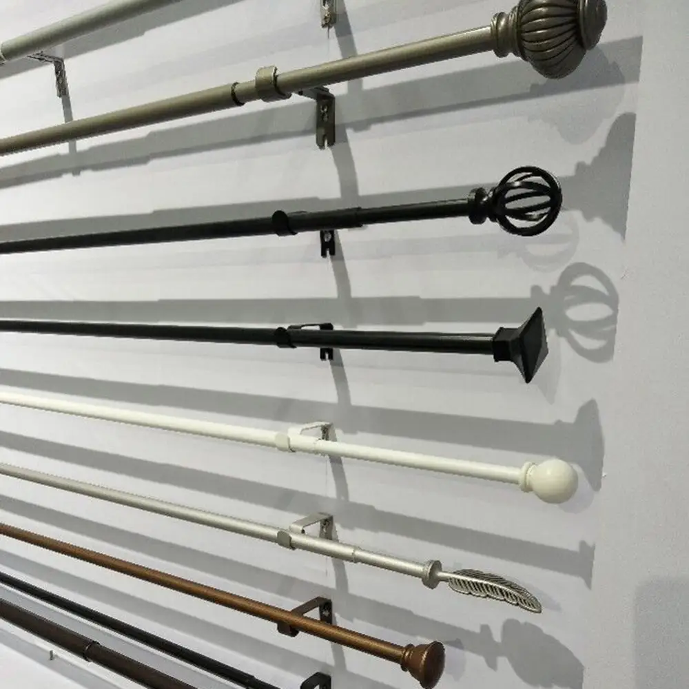 Adjustable-Iron-Window-Curtain-Rod-Bracket-Holder-Drape-Bar-Fixed-Hook ...