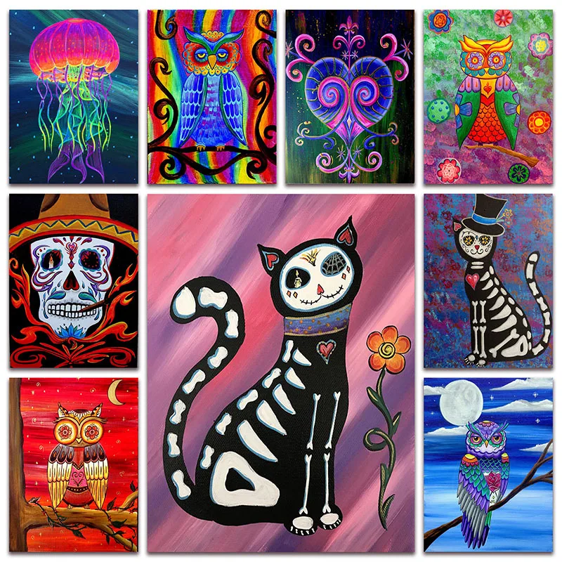 Day Of The Dead Folk Art Cat