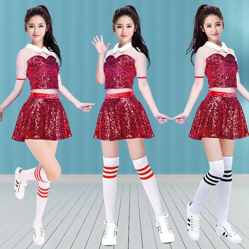 Womens-Adults-Sequin-Cheerleading-Costume-Uniform-Festival-Party ...