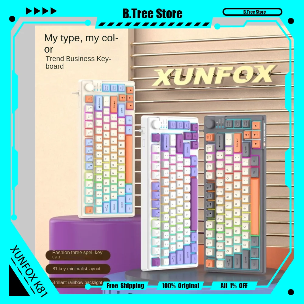 XUNFOX-K81-Keyboard-Gaming-Triple-Patchwork-MDA-Ball-Cap-Wired-USB ...
