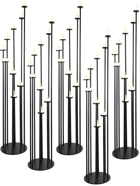 Black Candelabrum Floor Candela Large Dark Natural Turned Wood