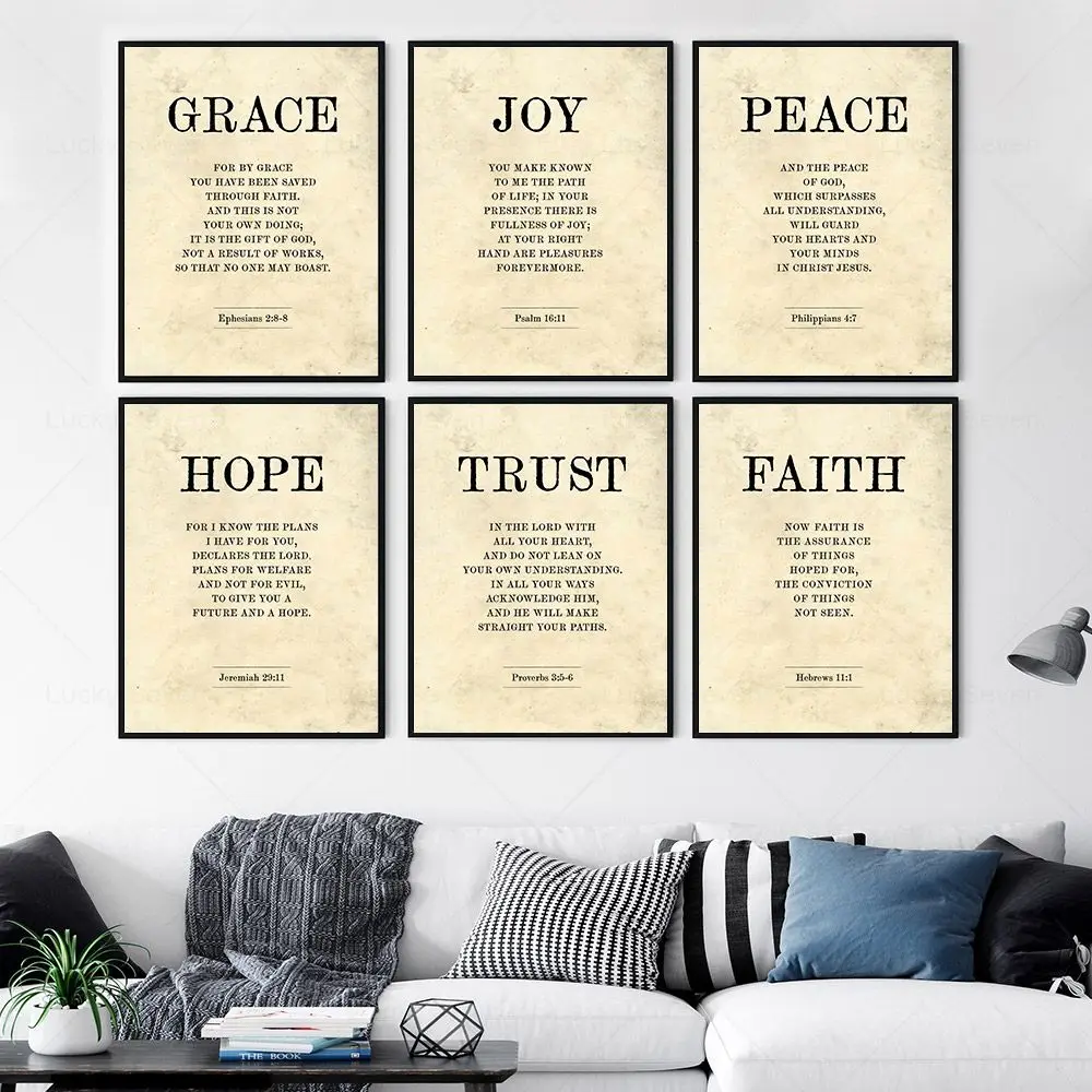 Grace-Faith-Hope-Trust-Peace-Joy-Bible-Verse-Wall-Art-Canvas-Painting ...