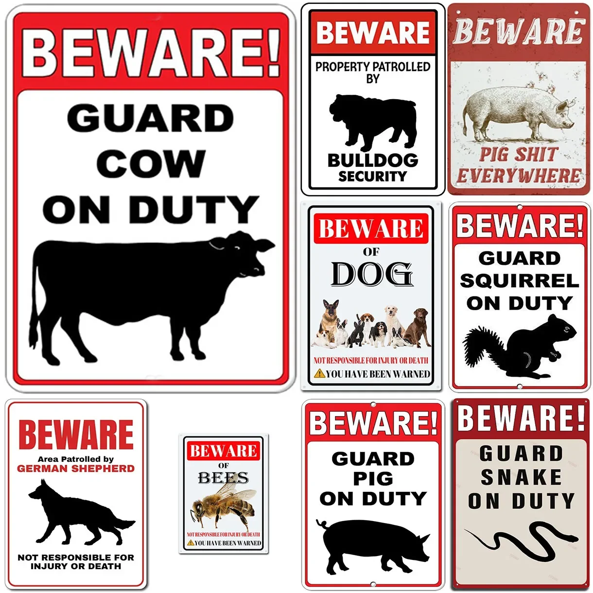 Warning-Plaque-Metal-Tin-Signs-Beware-Wall-Decoration-Vintage-Art ...