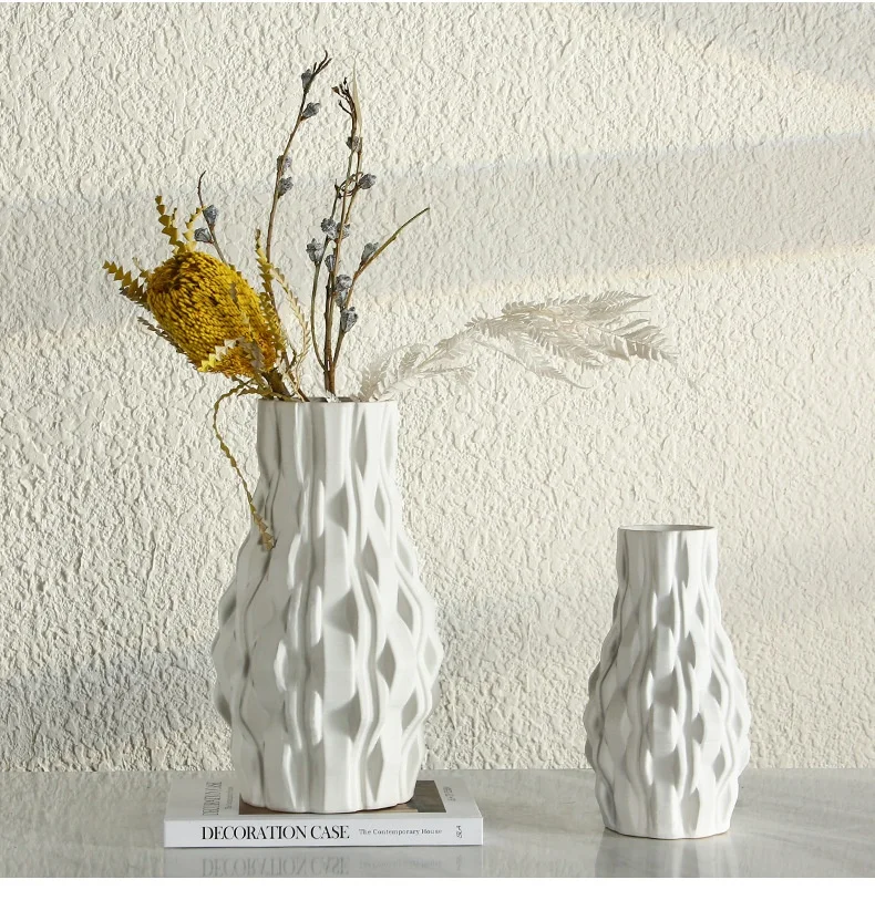 Weave-Texture-Ceramics-Vase-Modern-Bisque-Relief-Pottery-Flower-Vase ...