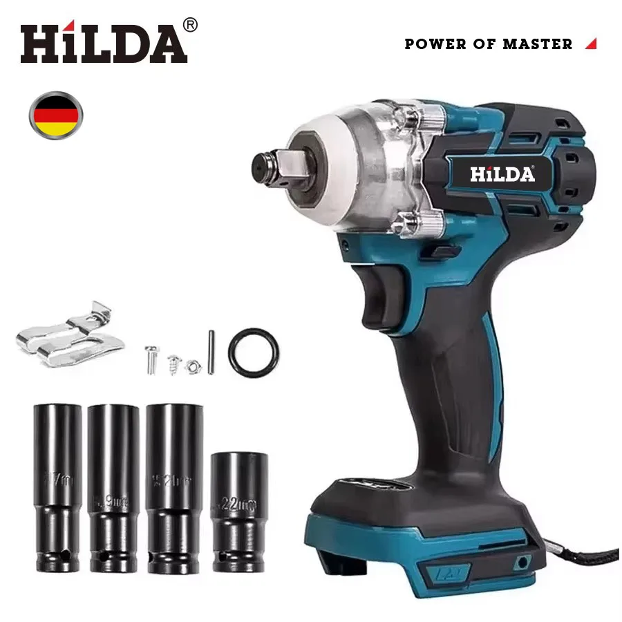 HILDA 18V Brushless 1/2" Cordless Impact Wrench High Torque Car Tyre ...
