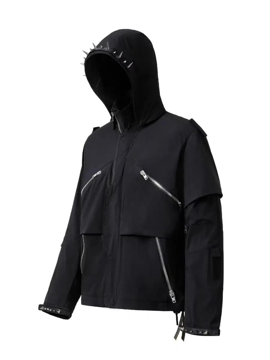 Ninja warning 24aw Spiked nylon-blend jacket multipocket carrying sling ...