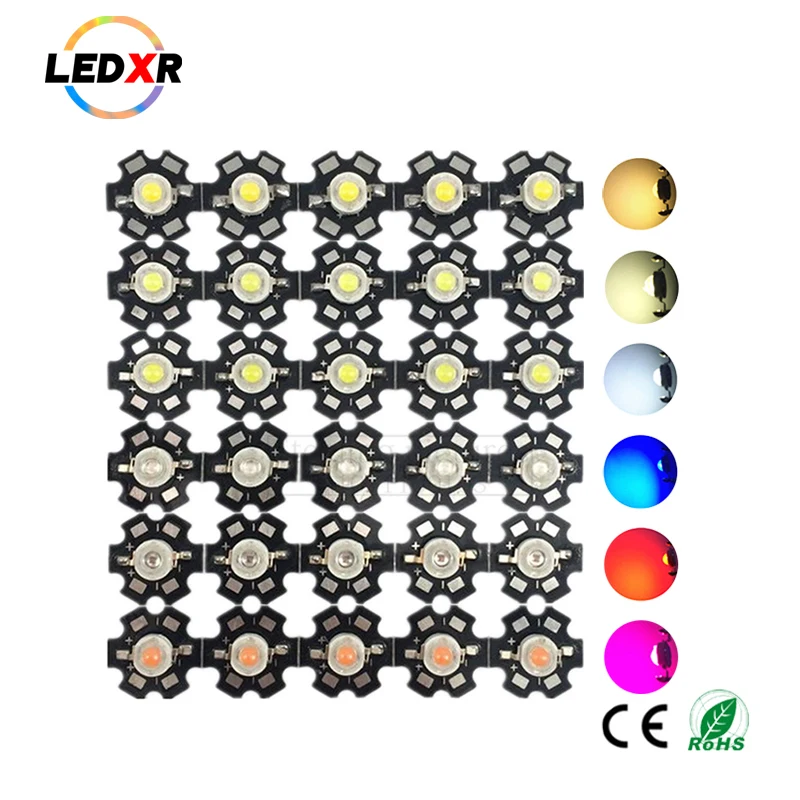 10pcs-1W-3W-5W-high-power-red-yellow-blue-green-white-warm-white-cool ...