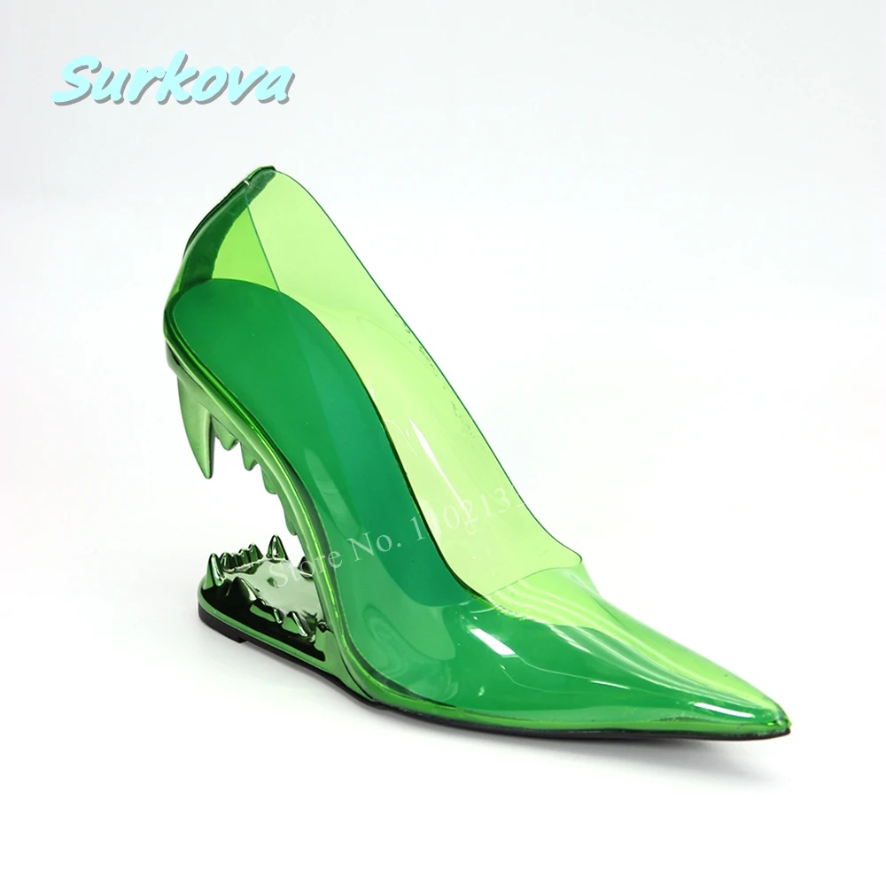 Green-Strange-Heel-PVC-Pumps-2024-Solid-Pointed-Toe-Summer-Fashion ...