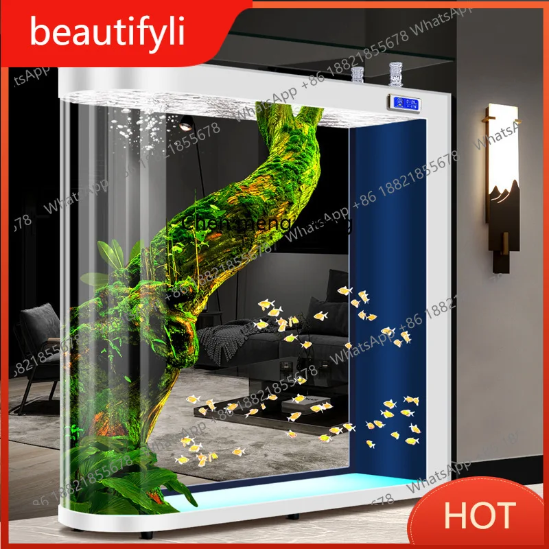 A139 Fish tank living room floor partition glass aquarium household ...