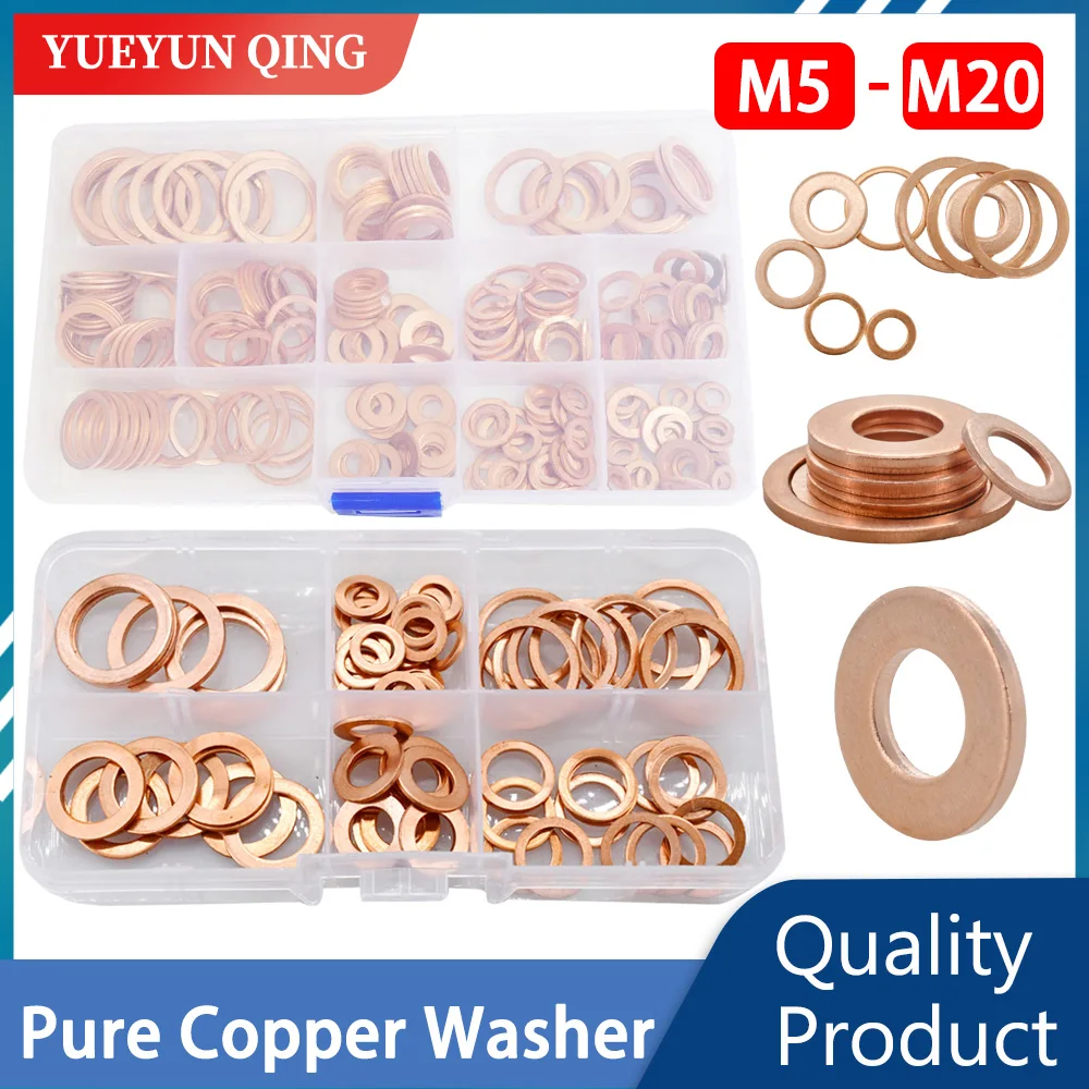 Flat-Pure-Copper-Washer-Kit-Solid-Metal-Oring-Gasket-Sump-Plugs-Oil ...