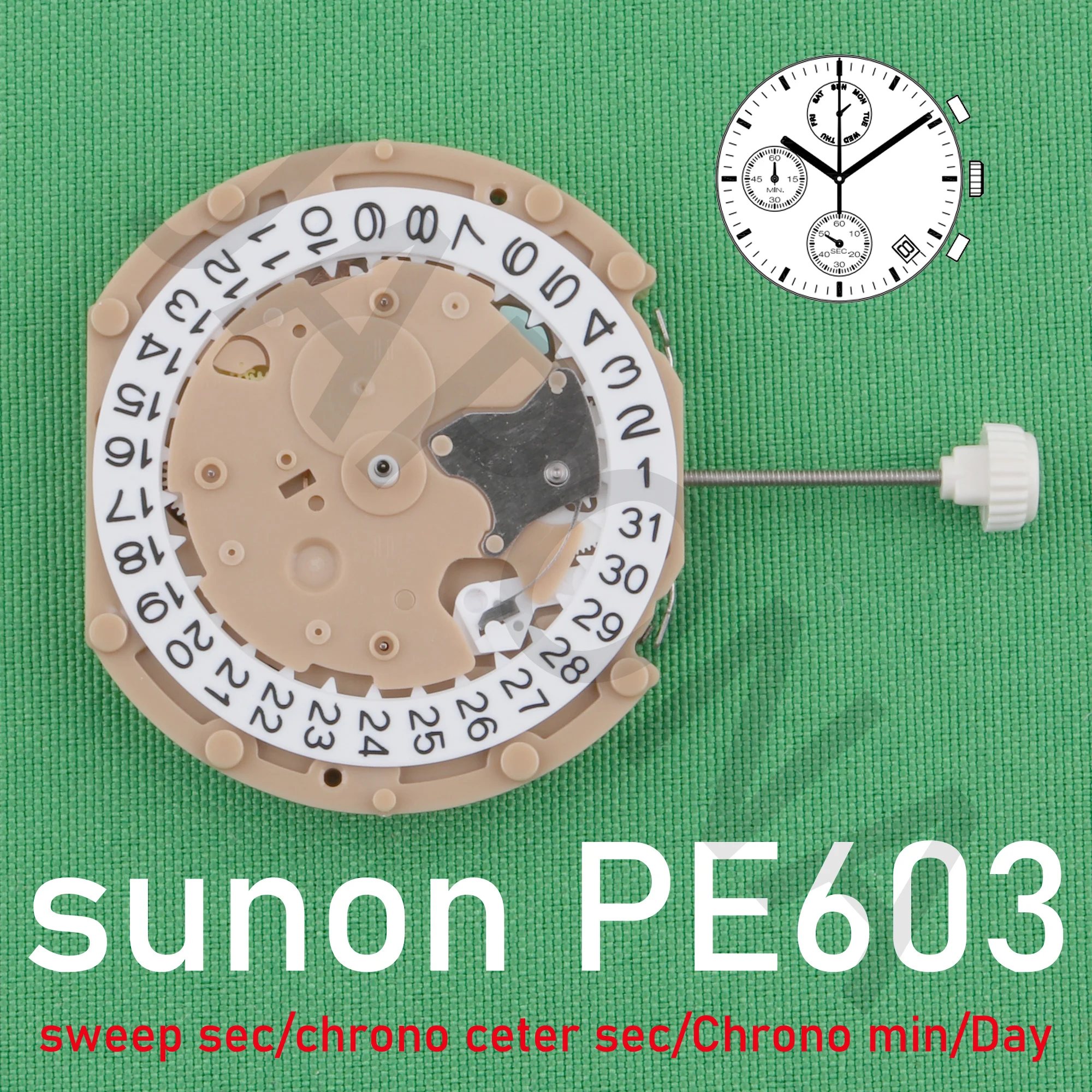 PE603-Movement-china-SUNON-PE60-movement-Quartz-Watch-sweep-second-chronograph-6hands-chrono ...