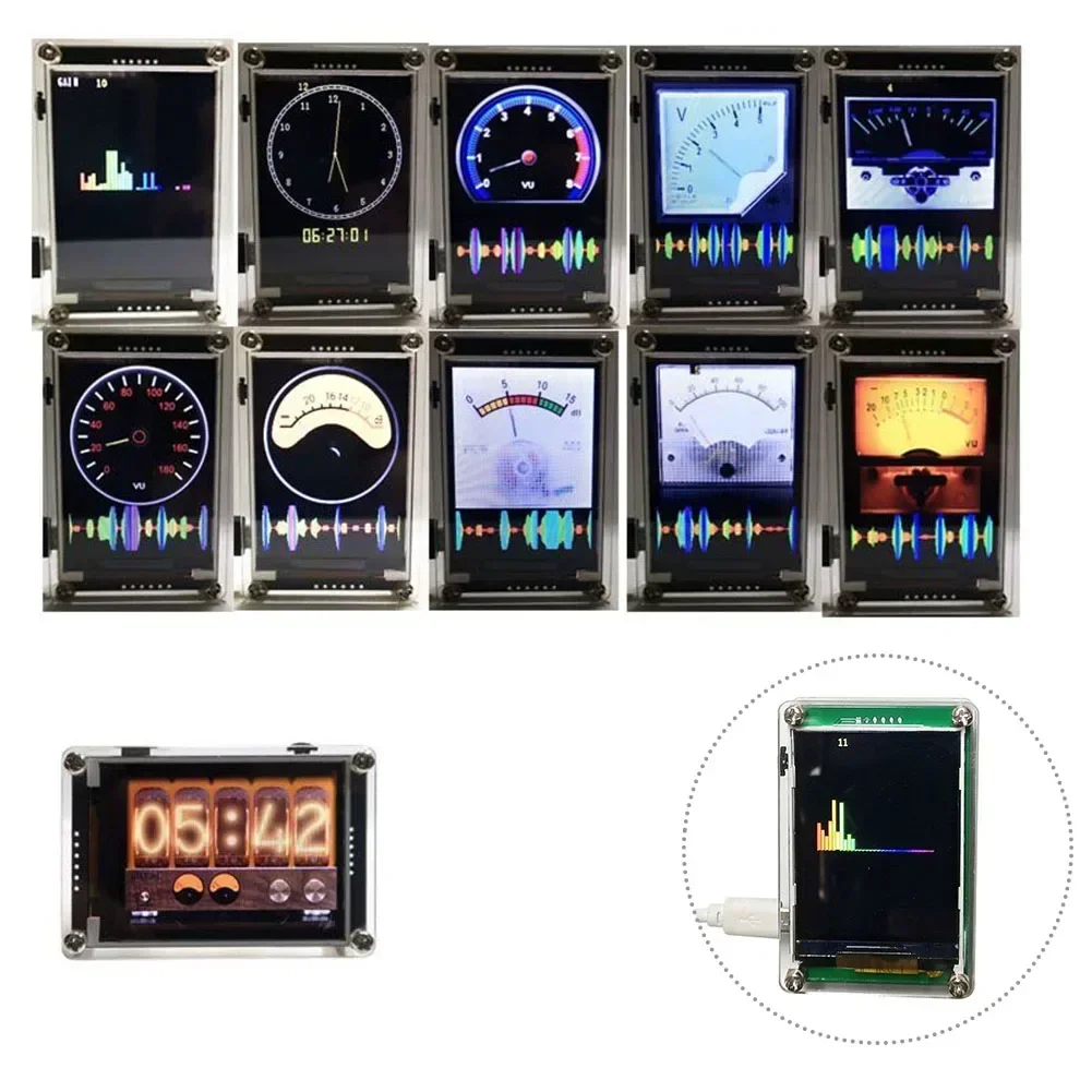 1pc-2-4inch-16-Bit-LCD-Music-Spectrum-Digital-Clock-Sound-Level-VU ...