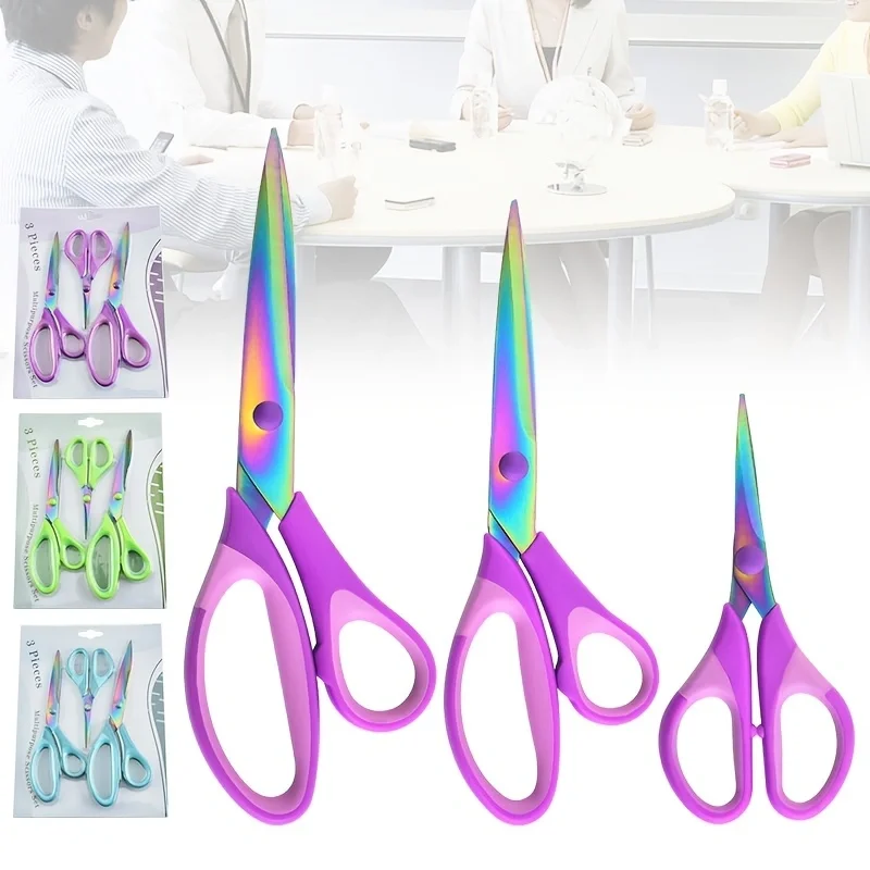 3PCS-Color-Titanium-Office-Tailor-Scissors-Color-Titanium-Plated ...